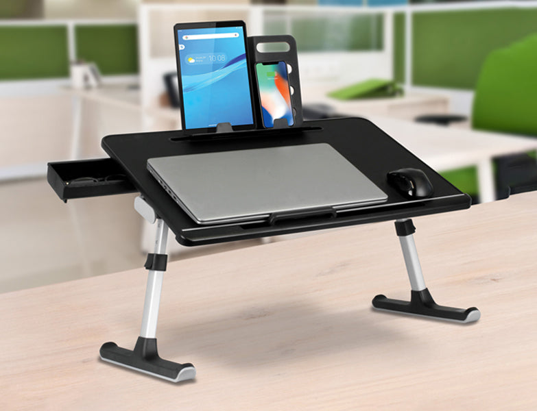 Adjustable non-slip Laptop Stand/Table with Drawer and Book Holder