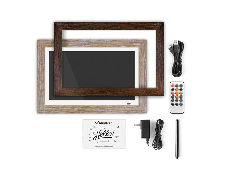 Distressed Wood Digital Photo Frame with Interchangeable Frames - 13.3