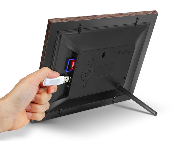 Distressed Wood Digital Photo Frame with Automatic Slideshow - 8 inch