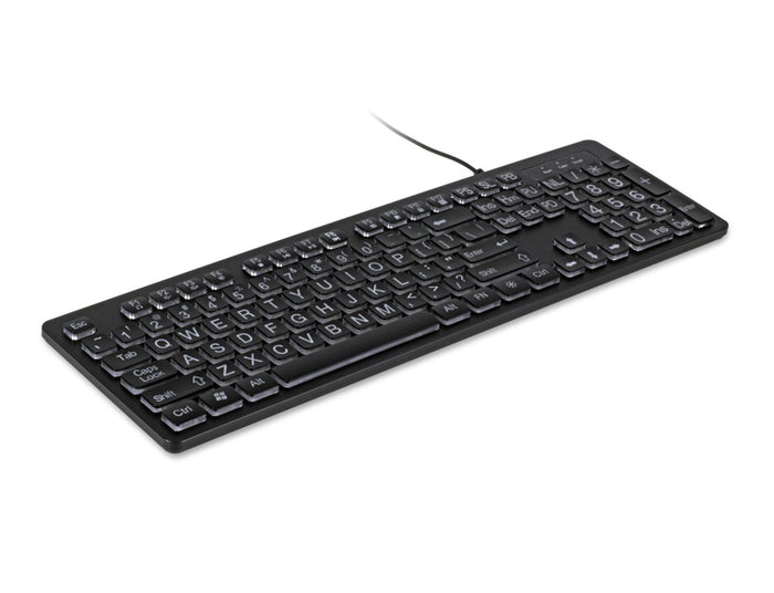 Large Print LED Keyboard – Tri-Color Backlit Keys – Aluratek