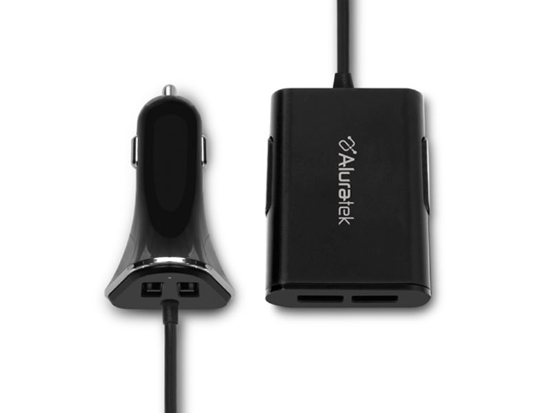 4-Port USB Car Charger with Extended Charging Ports