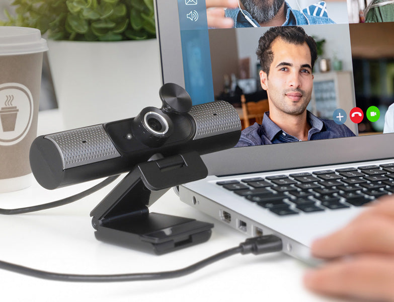 HD 1080p Webcam with Omnidirectional Mic and Built-in Speakers