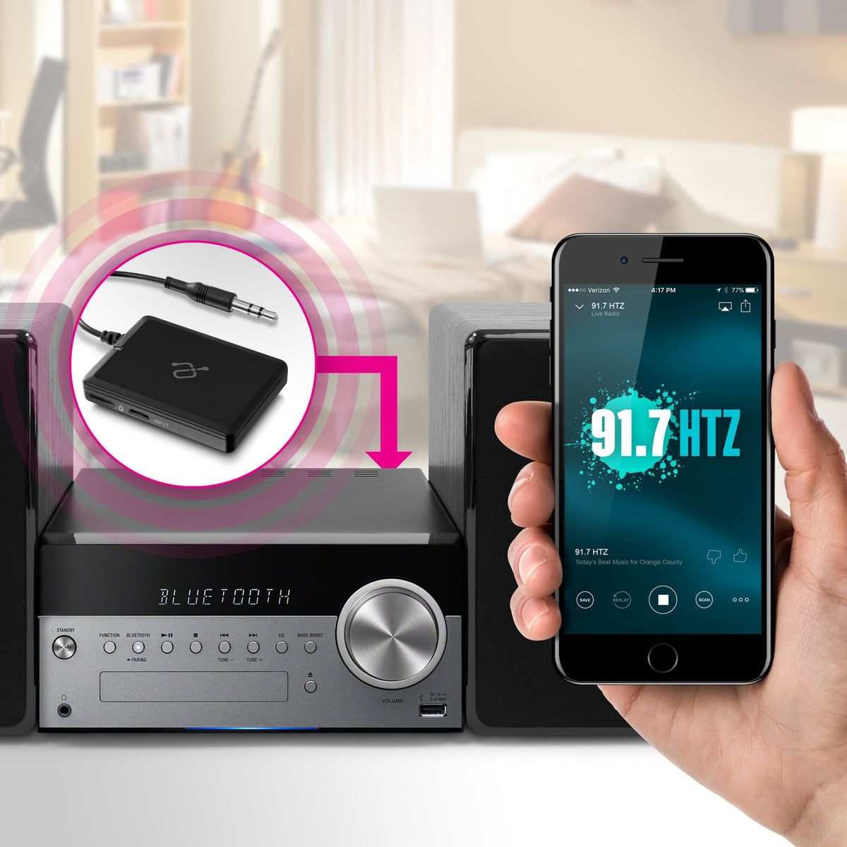 Wired Bluetooth Audio Receiver | 33 Ft Range – Aluratek