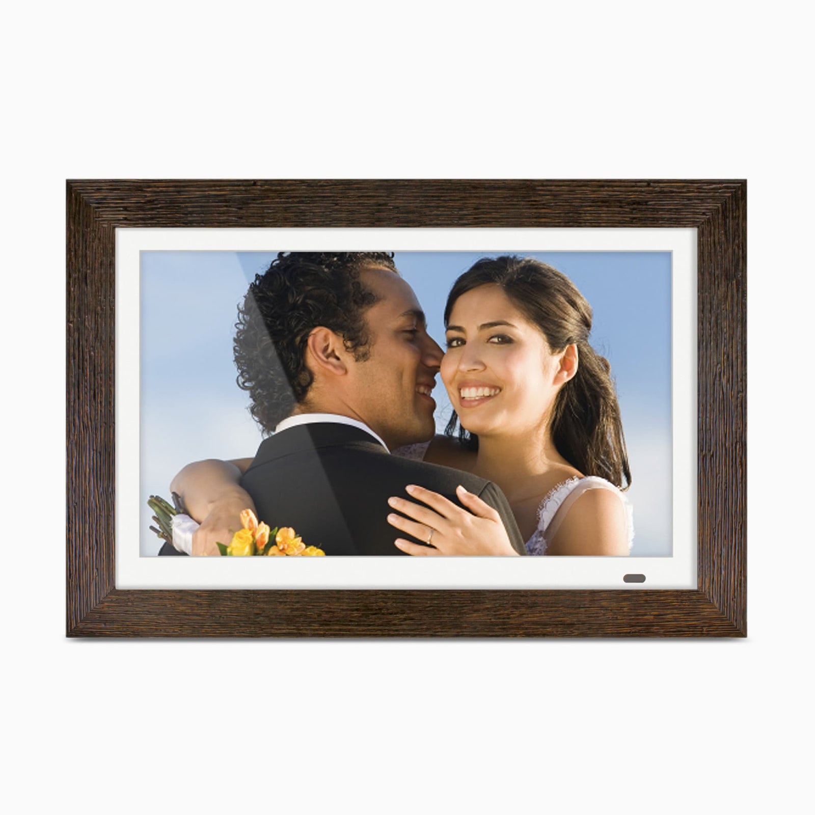 13.3" Distressed Wood Digital Photo Frame with Interchangeable Frames ...