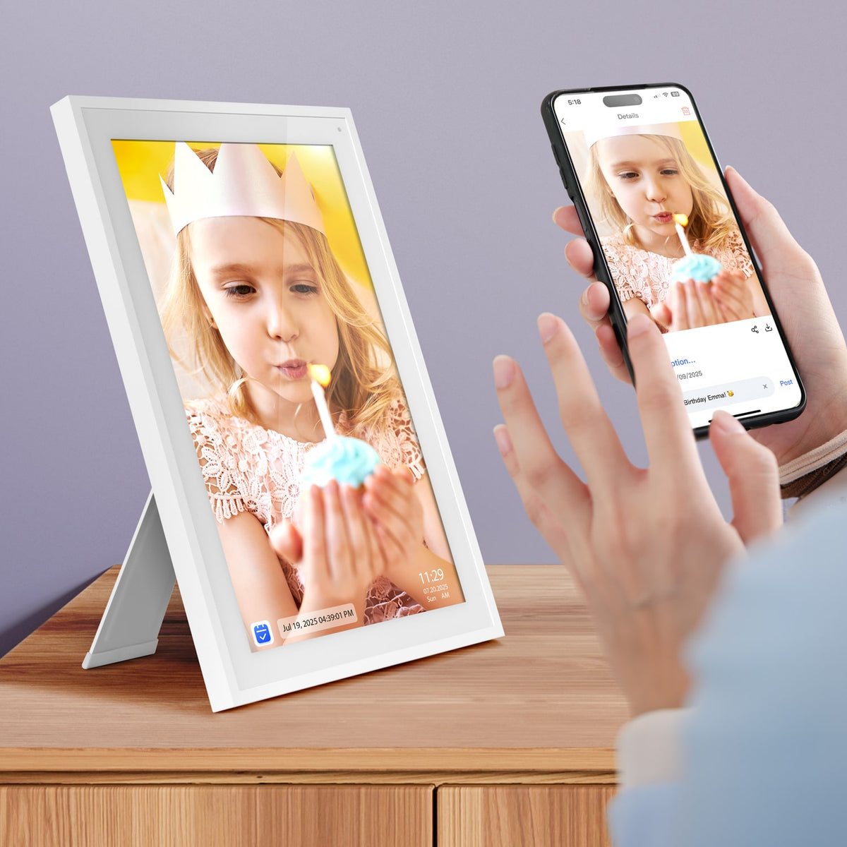 15.6" Smart WiFi Digital Calendar and Photo Frame with Touchscreen IPS ...